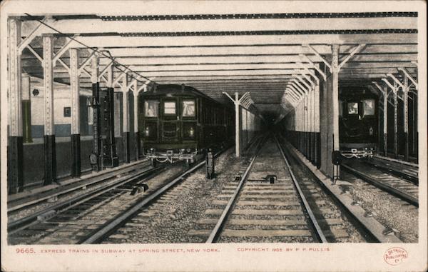 Express Trains in Subway at Spring Street New York, NY Postcard