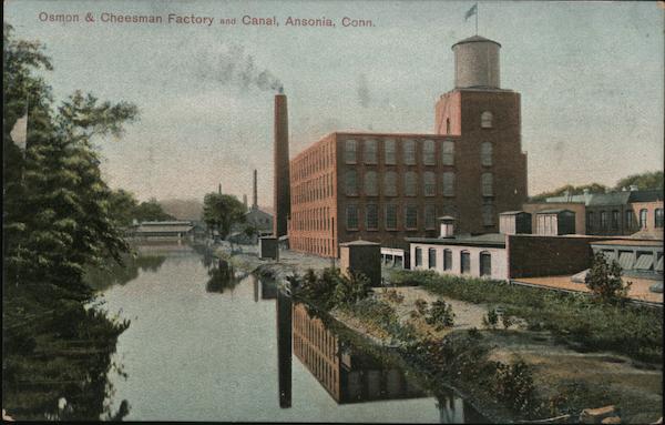 Osmon & Cheesman Factory and Canal Ansonia, CT Postcard