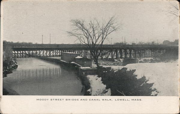 Moody Street Bridge and Canal Walk Lowell, MA Postcard