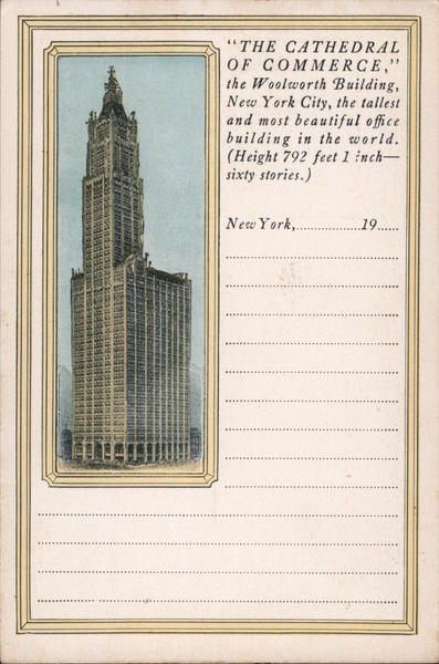 Woolworth Building New York, NY Postcard