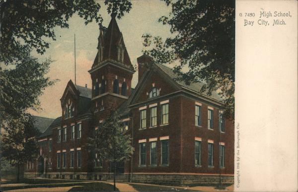 High School Bay City, MI Postcard