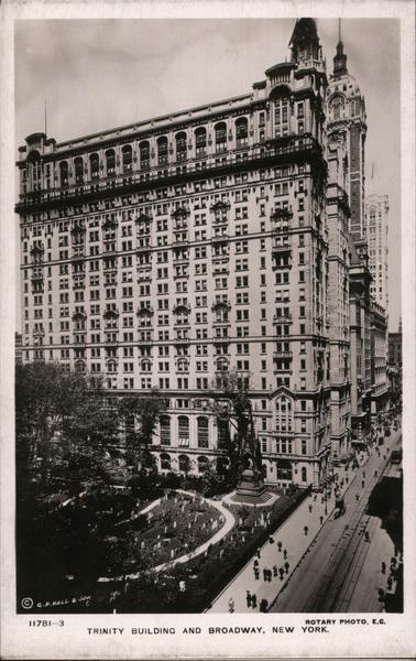 Trinity Building and Broadway New York, NY Postcard