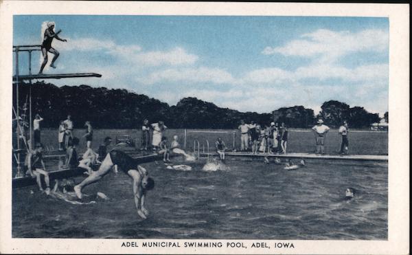 Adel Municipal Swimming pool Iowa Postcard