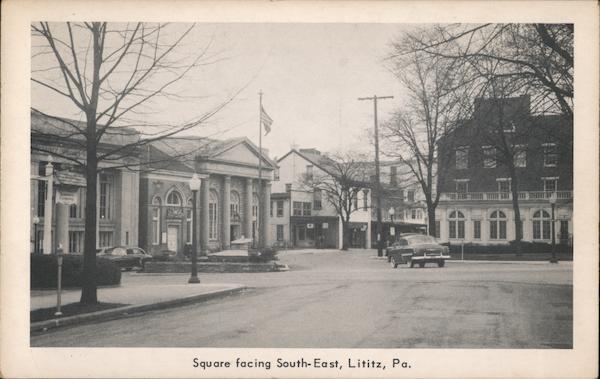 Square facing South-East Lititz, PA Postcard
