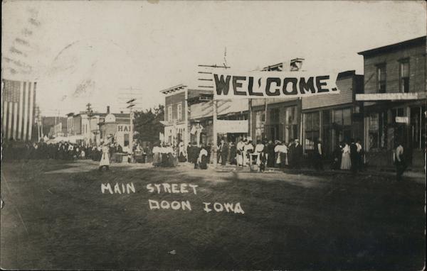 Main Street Doon Iowa Postcard