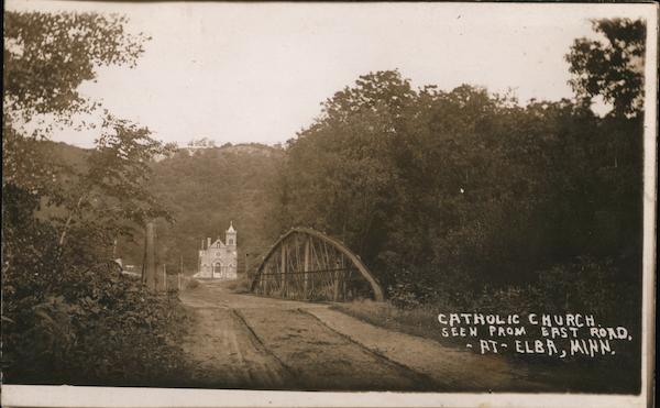 Catholic Church See From East road Elba, MN Postcard
