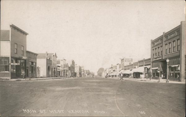 Main Street West Kenyon, MN Postcard
