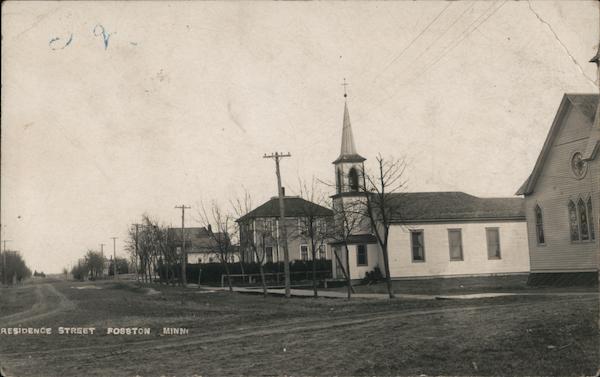 Residence Street Fosston, MN Postcard