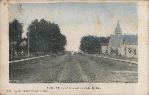 Street Scene Campbell, MN Postcard