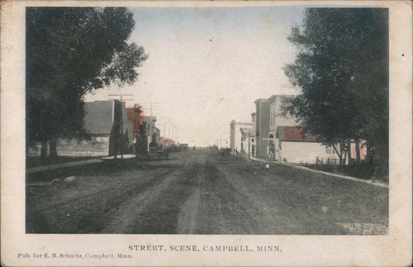 Street Scene Campbell, MN Postcard