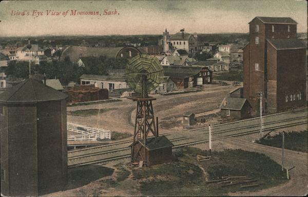 Bird's Eye View of Moosomin Saskatchewan Canada Postcard