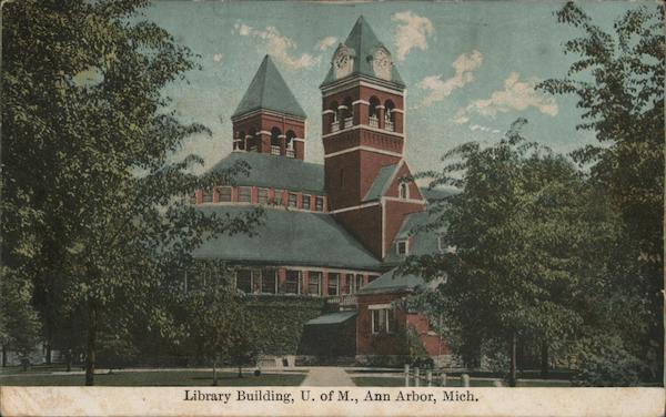 Library Building - U of M Ann Arbor, MI Postcard