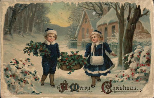 A Merry Christmas Children Postcard