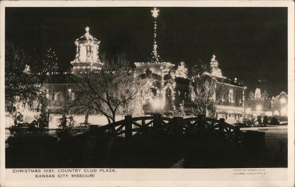 Christmas 1937, Country Club Plaza Kansas City, MO Postcard