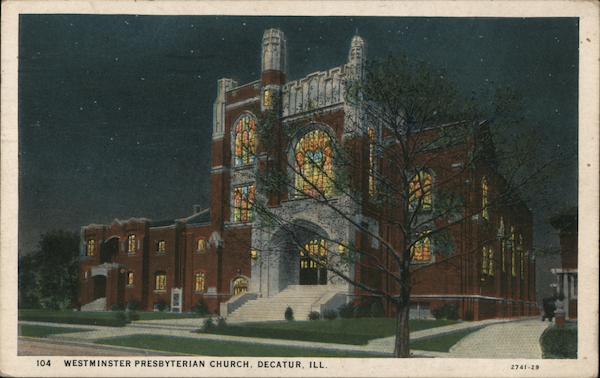 Westminster Presbyterian Church Decatur, IL Postcard