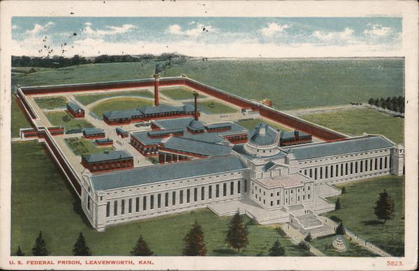 U.S. Federal Prison, Leavenworth, Kan. Kansas Postcard
