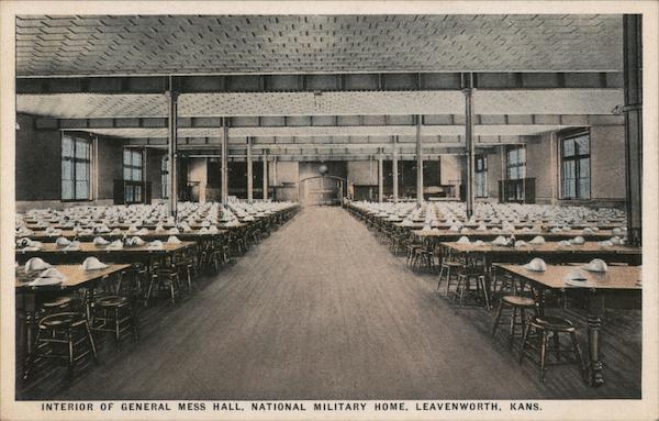 Interior of General Mess Hall, National Military Home, Leavenworth ...