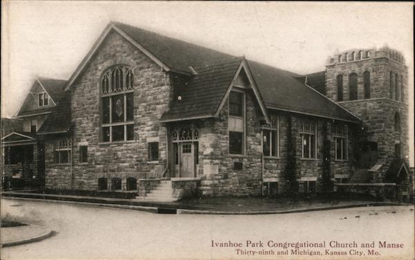 Ivanhoe Park Congregational Church and Manse Kansas City, MO Postcard