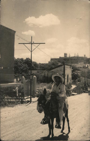 Man Seated on Donkey South of the Border Cuernavaca, Morelos Mexico ...