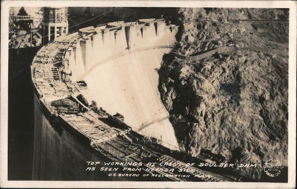 Top Working At Crest of Boulder Dam As Seen From Nevada Side Boulder ...