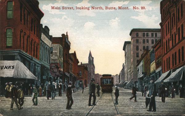 Main Street Looking North Butte, MT Postcard