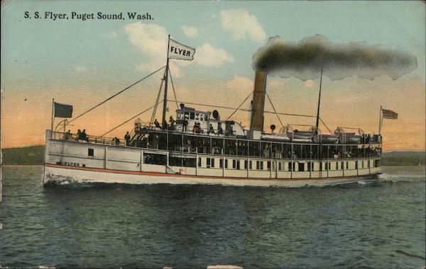 S.S. Flyer, Puget Sound Washington Postcard