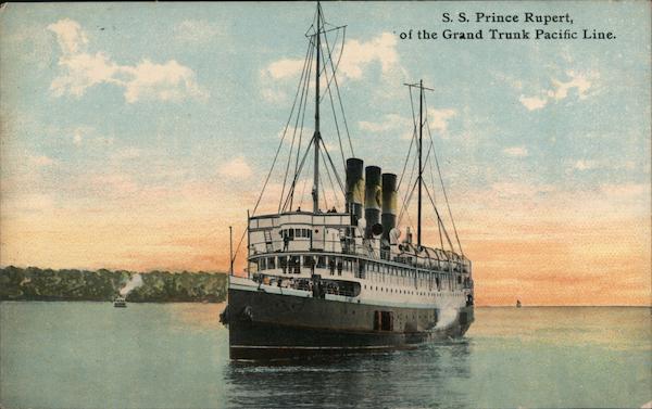 S.S. Prince Rupert, of the Grand Trunk Pacific Line Boats, Ships Postcard