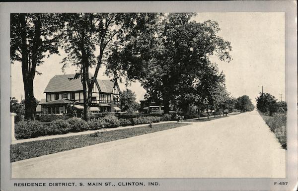 Residence District, S. Main St. Clinton, IN Postcard