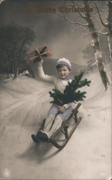 A Merry Christmas Children Postcard