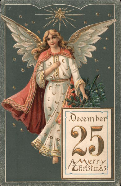 Christmas Angel in Starry Sky Angels Postcard