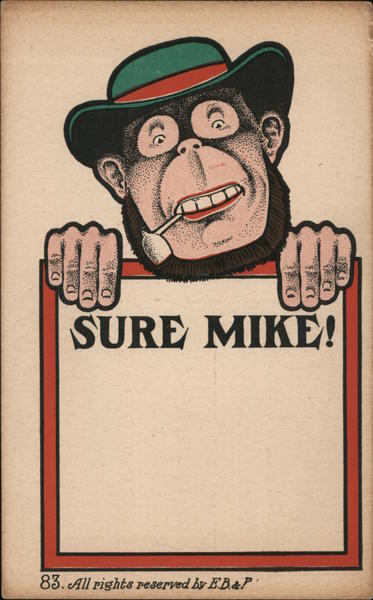 Sure Mike - A Man Holding a Banner Comic, Funny Postcard