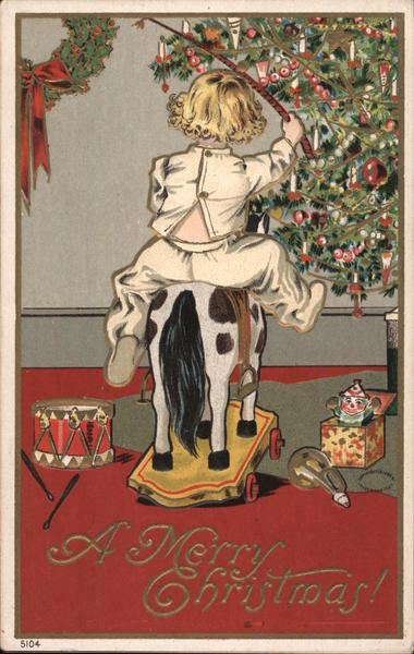 A Merry Christmas - Children Playing Postcard