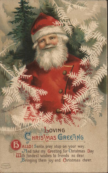Loving Christmas Greeting Santa Claus Postcard
