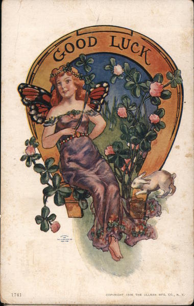 Good Luck Fairy in Horse Shoe Fairy Tales Postcard