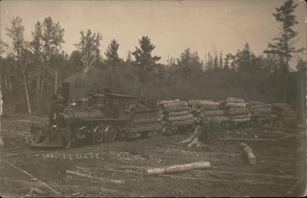 Logging Scene Mattoon, WI Postcard