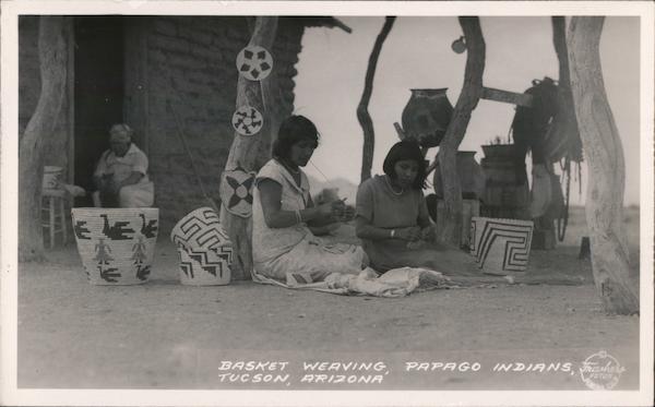 Basket Weaving Papago Indians Tucson, AZ Postcard