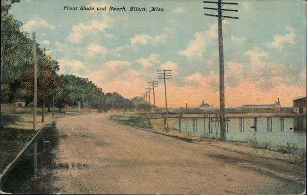Front Wade and Beach Biloxi, MS Postcard