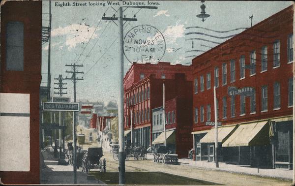 Eighth Street Looking West Dubuque, IA Postcard