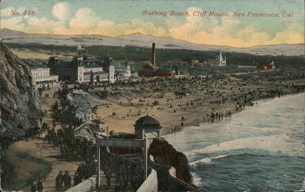 Bathing Beach Cliff House San Francisco, CA Postcard