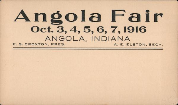 Angola Fair October 3-7, 1916 Indiana Postcard