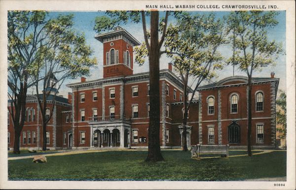 Main Hall, Wabash College Crawfordsville, IN Postcard