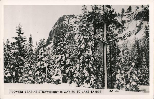 Lovers Leap at Strawberry Hiway 50 to Lake Tahoe California Postcard