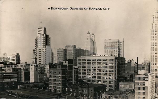 A Glimpse of Downtown Kansas City, MO Postcard