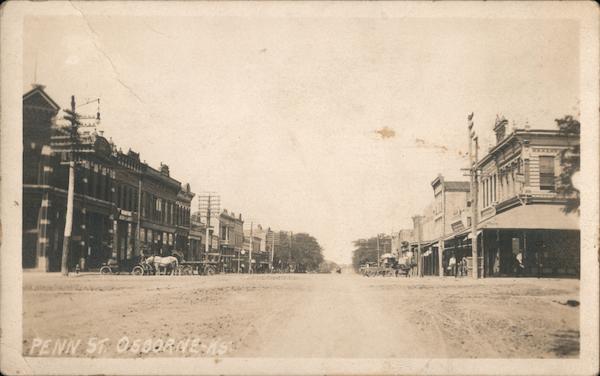 Penn Street Osborne, KS Postcard