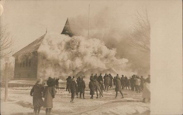 Building on Fire with Crowd Watching Disasters Postcard