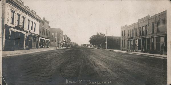 Kansas Street Hawarden, IA Large Format Postcard