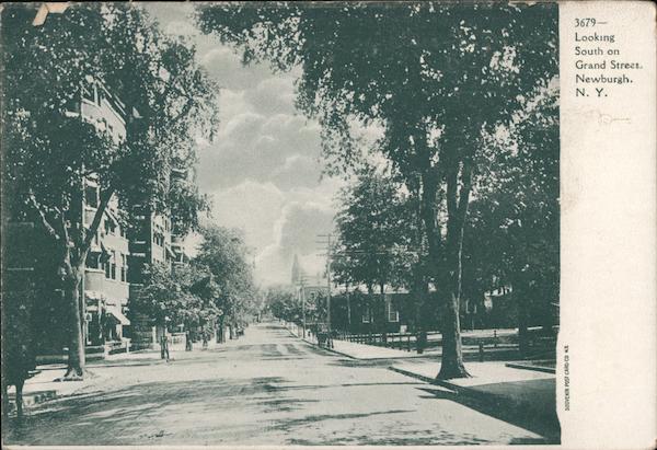 Looking South on Grand Street Newburgh, NY Postcard
