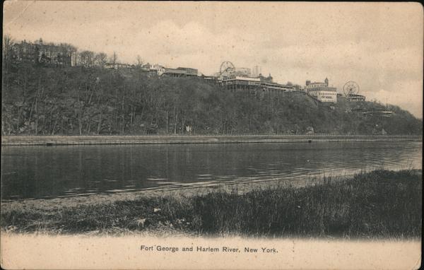 Fort George Amusement Park and Harlem River New York, NY Postcard