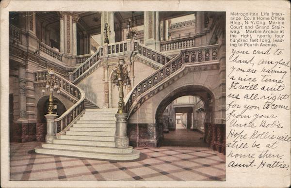 Marble Court and Grand Staircase, Metropolitan Life Building - New York ...