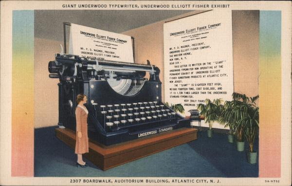 Giant Underwood Typewriter, Underwood Elliott Fisher Exhibit Atlantic ...